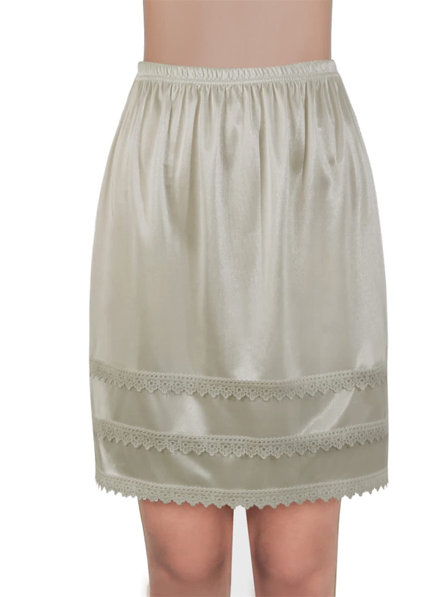 Half Slips For Women Extender Lace Trim Knee Length Mini Skirt