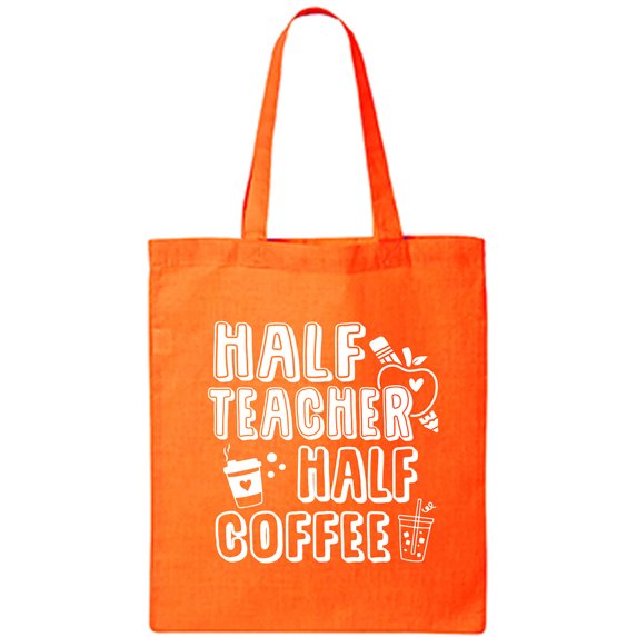 Half Teacher Half Coffee Cotton Canvas Tote Bag - Walmart.com