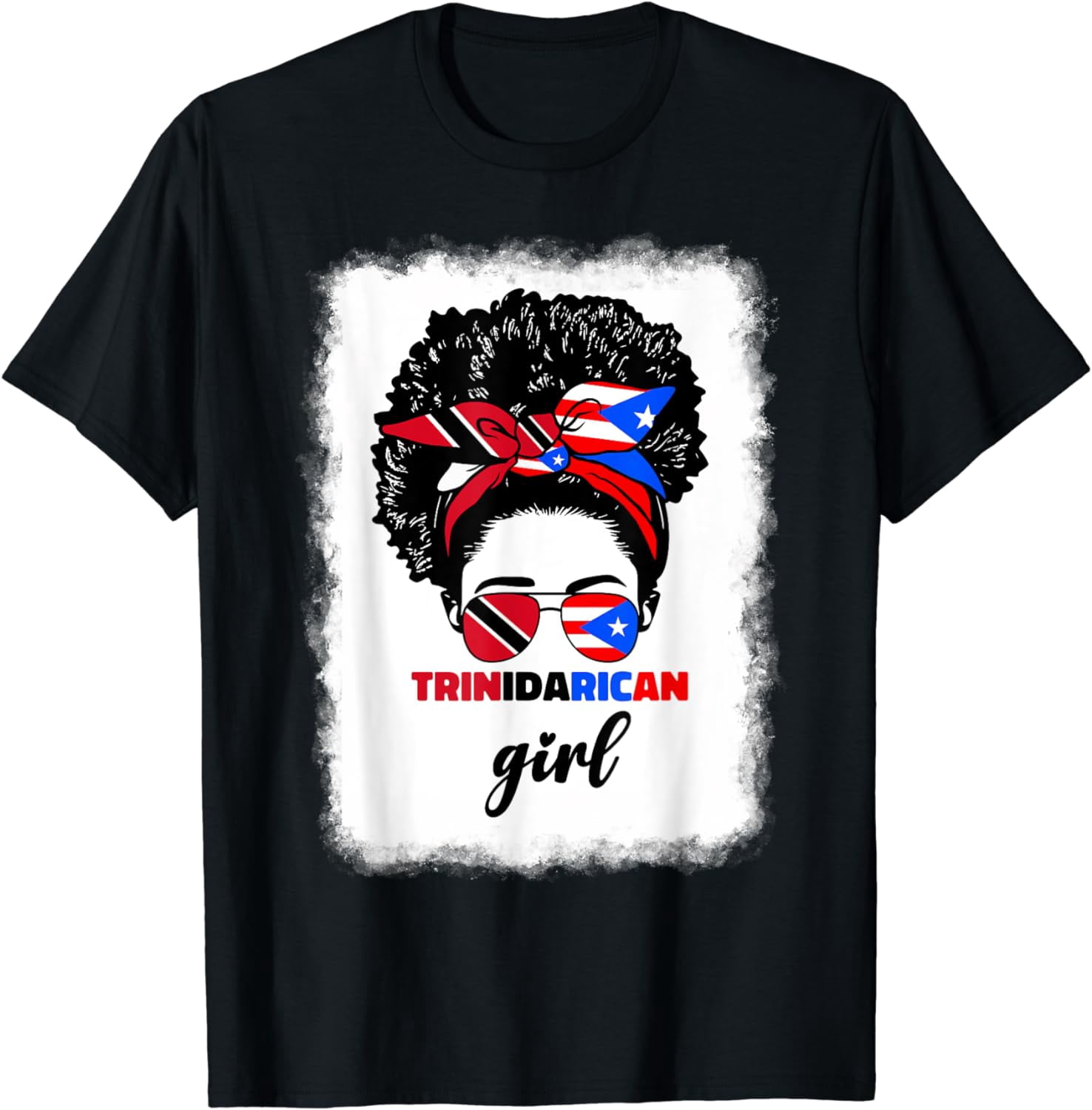 Half Trinidad And Puerto Rican Rico Flag Trinidadian Girl T-Shirt ...
