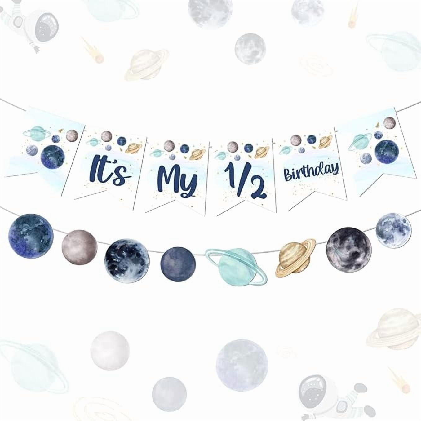 Half Way Around The Sun Decoration Outer Space Theme 1/2 Birthday ...