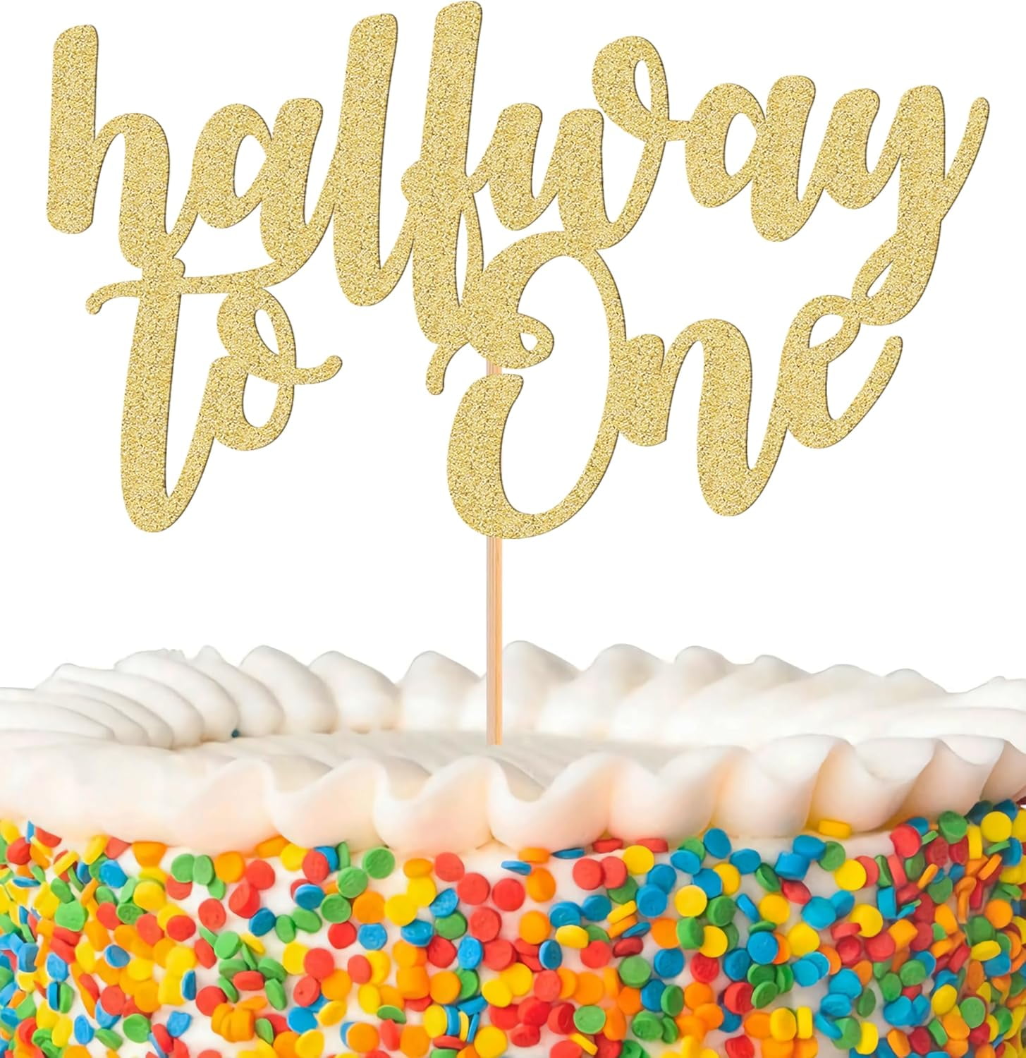 Half Way To One Cake Topper - Glitter Gold 1/2 Birthday Cake ...