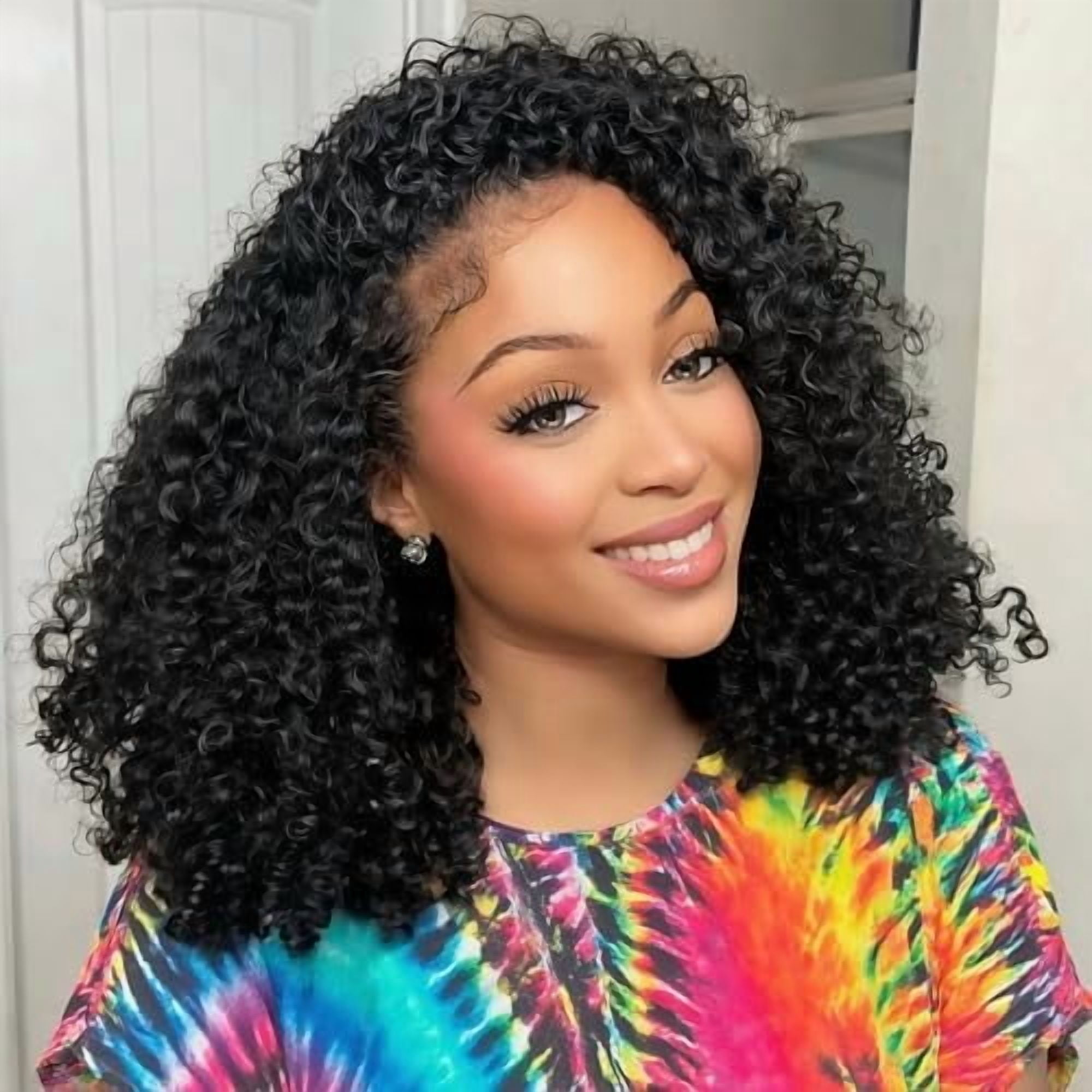 Half Wig Human Hair - 200% Density Curly Half Wig 3 In 1 Wear Go ...