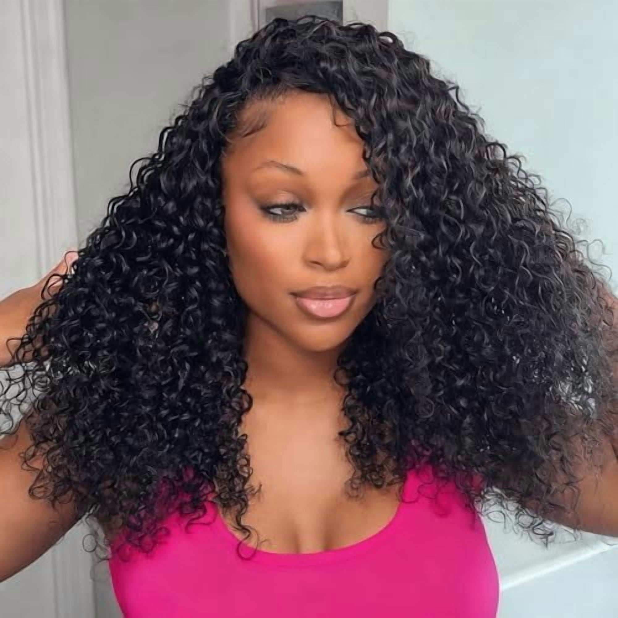 Half Wig Human Hair 200% Denty Water Wave Glueless Wigs Human Hair 3 in ...