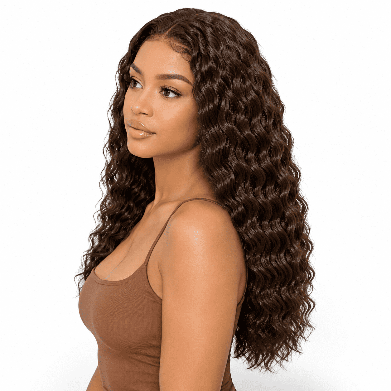 Half Wig Human Hair Deep Wave Deep Chocolate Brown 2# 18 Inch - Walmart.com