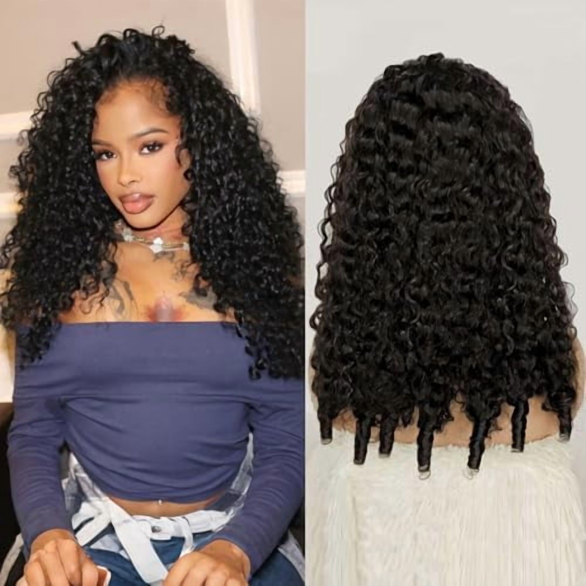 Half Wig Human Hair Glueless Wigs 3 IN 1 Half Wig With Drawstring ...