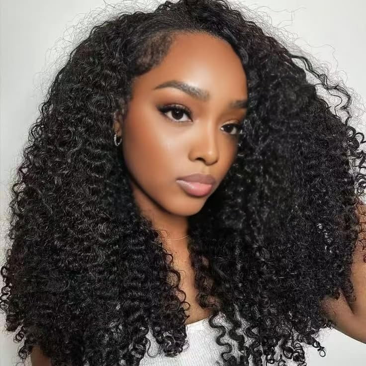 Half Wig Human Hair Kinky Curly Glueless Wigs Human Hair Half Wig 200 ...