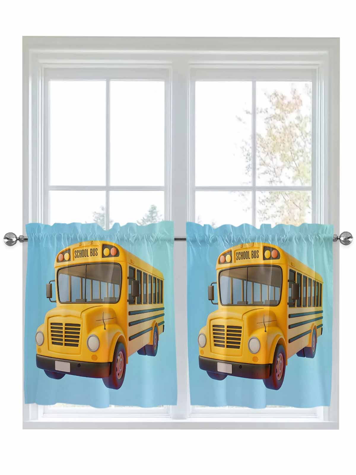 Half Window Curtain 36 Inches Long, School Bus Window Treatment Curtain ...