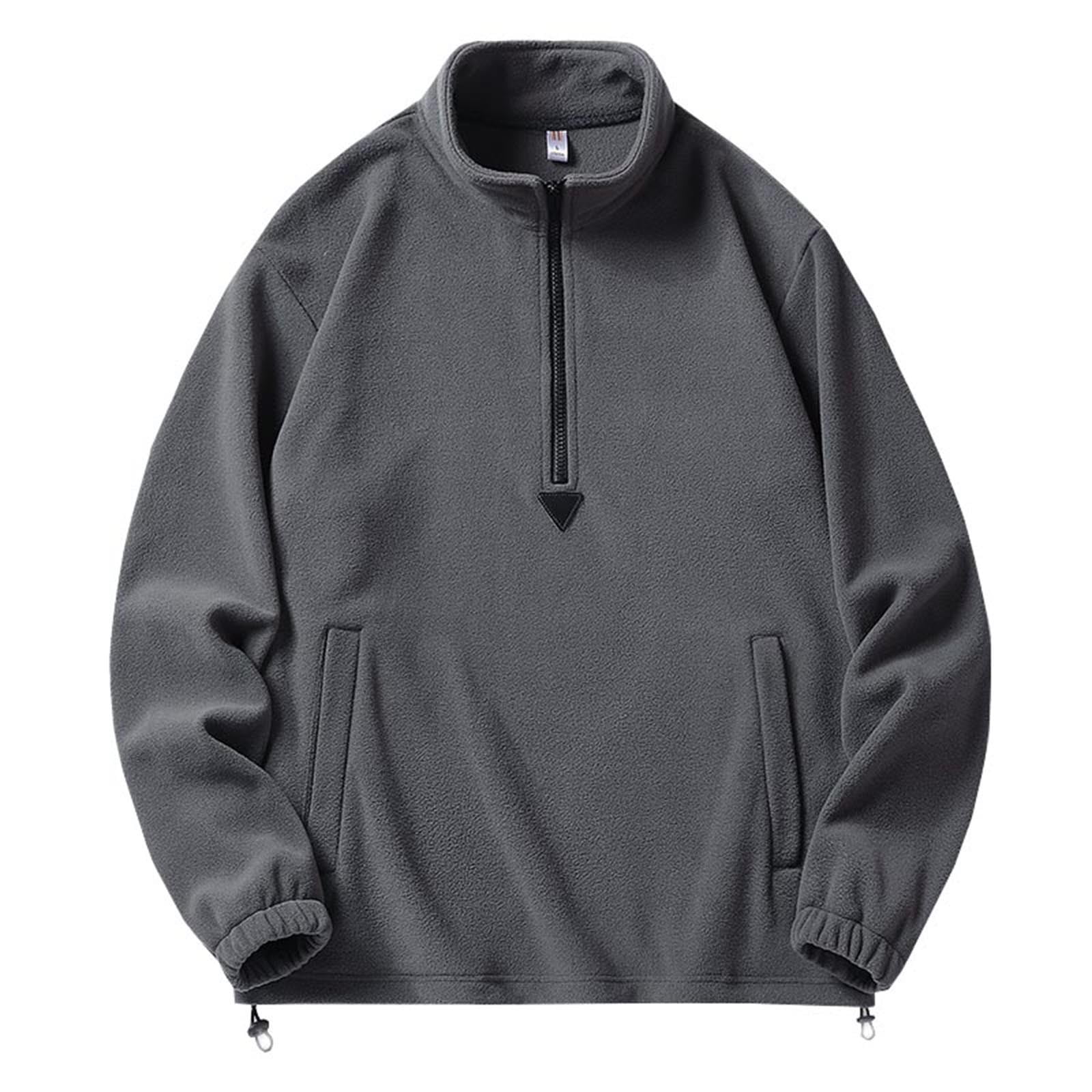 Half Zip Fleece Pullover Sweatshirts for Men Pockets Casual Warm High ...
