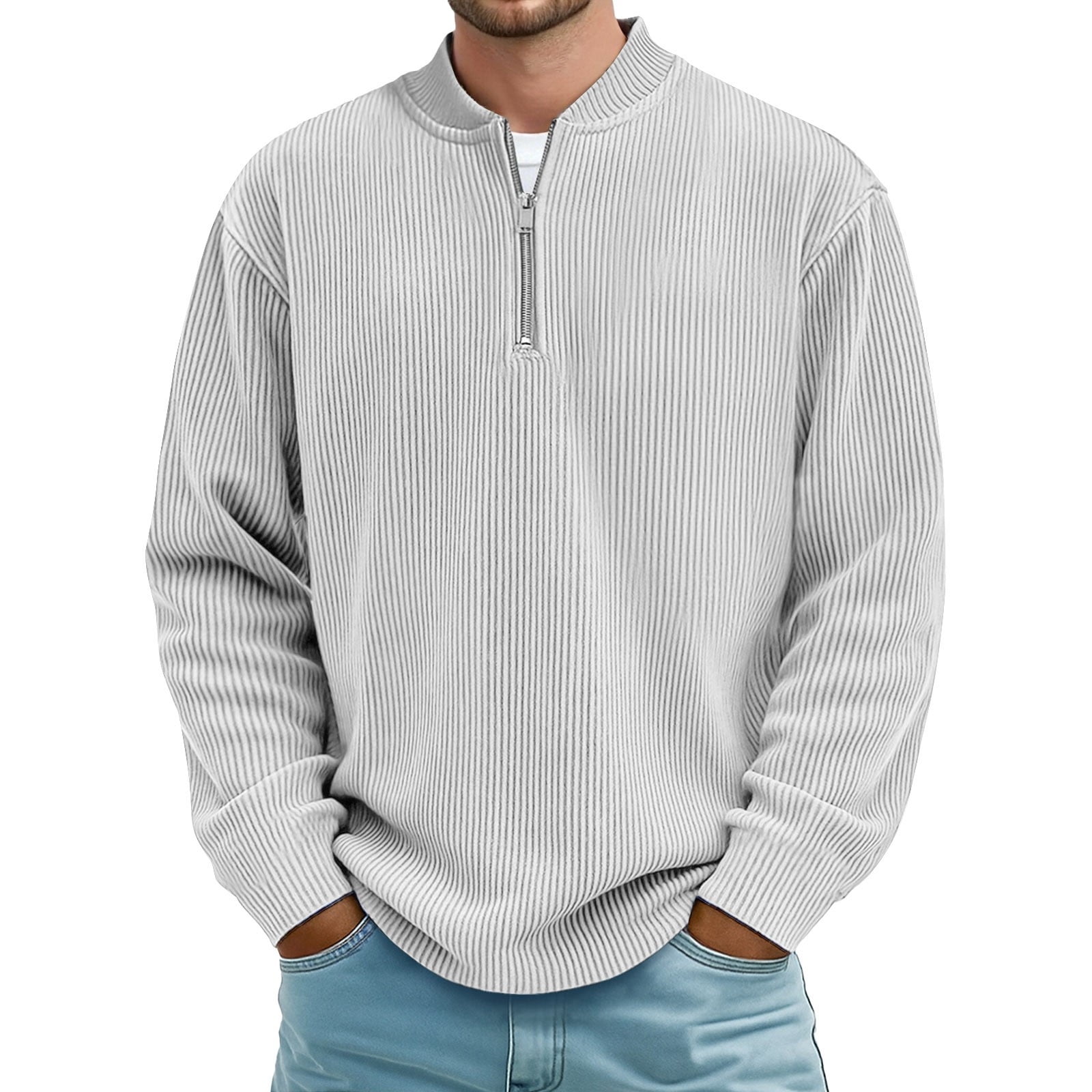 Half Zip Sweatshirt Long Sleeve Pullover Casual Athletic Outdoor Wear ...