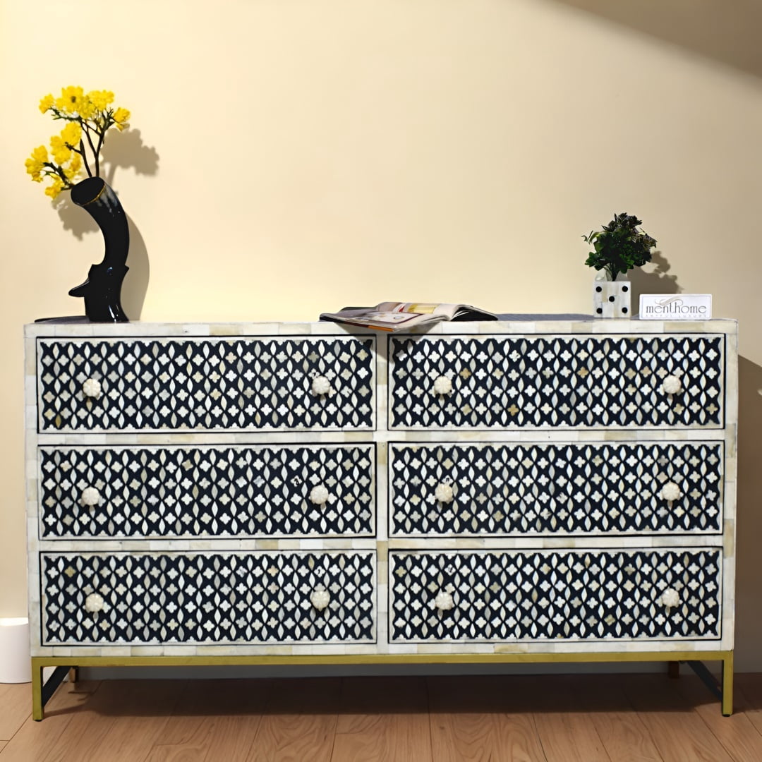 Half eye cut pattern Bone inlay 6-drawers dresser - Walmart.com