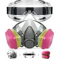 Industrial Half Face Respirator Mask with Goggles - Reusable & Dust ...