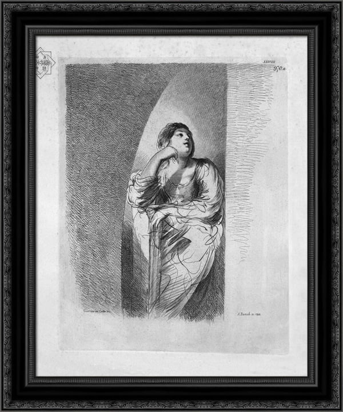 Half figure of seated woman, her face resting on his right hand 20x24 ...