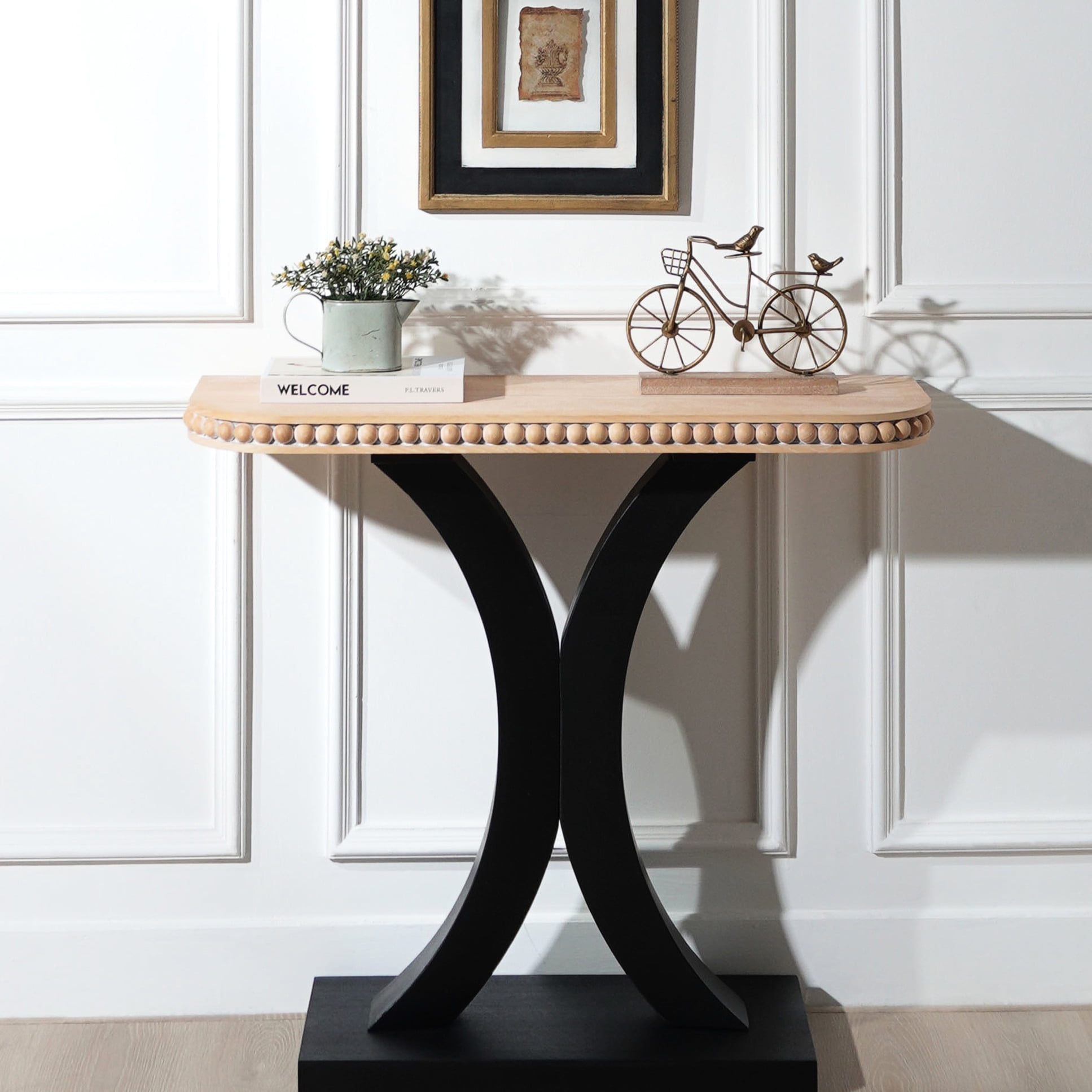 Half-moon Entryway Table With Natural Wood Finish, Adding A Refined ...