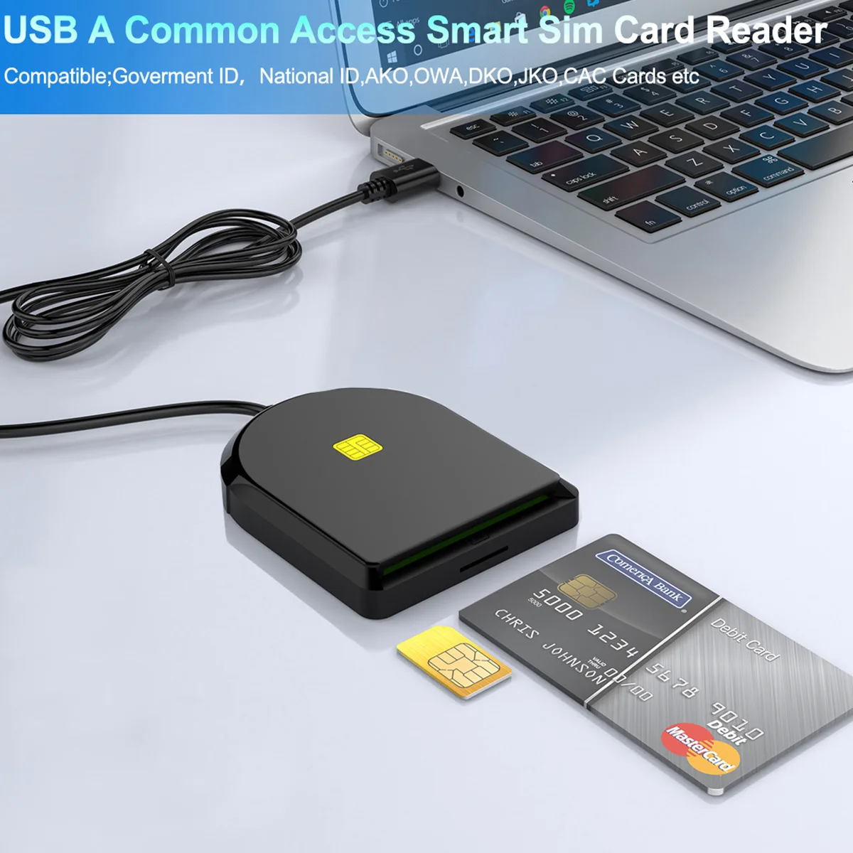 Half round USB SIM Smart Card Reader For Bank Card IC/ID EMV SD TF MMC ...