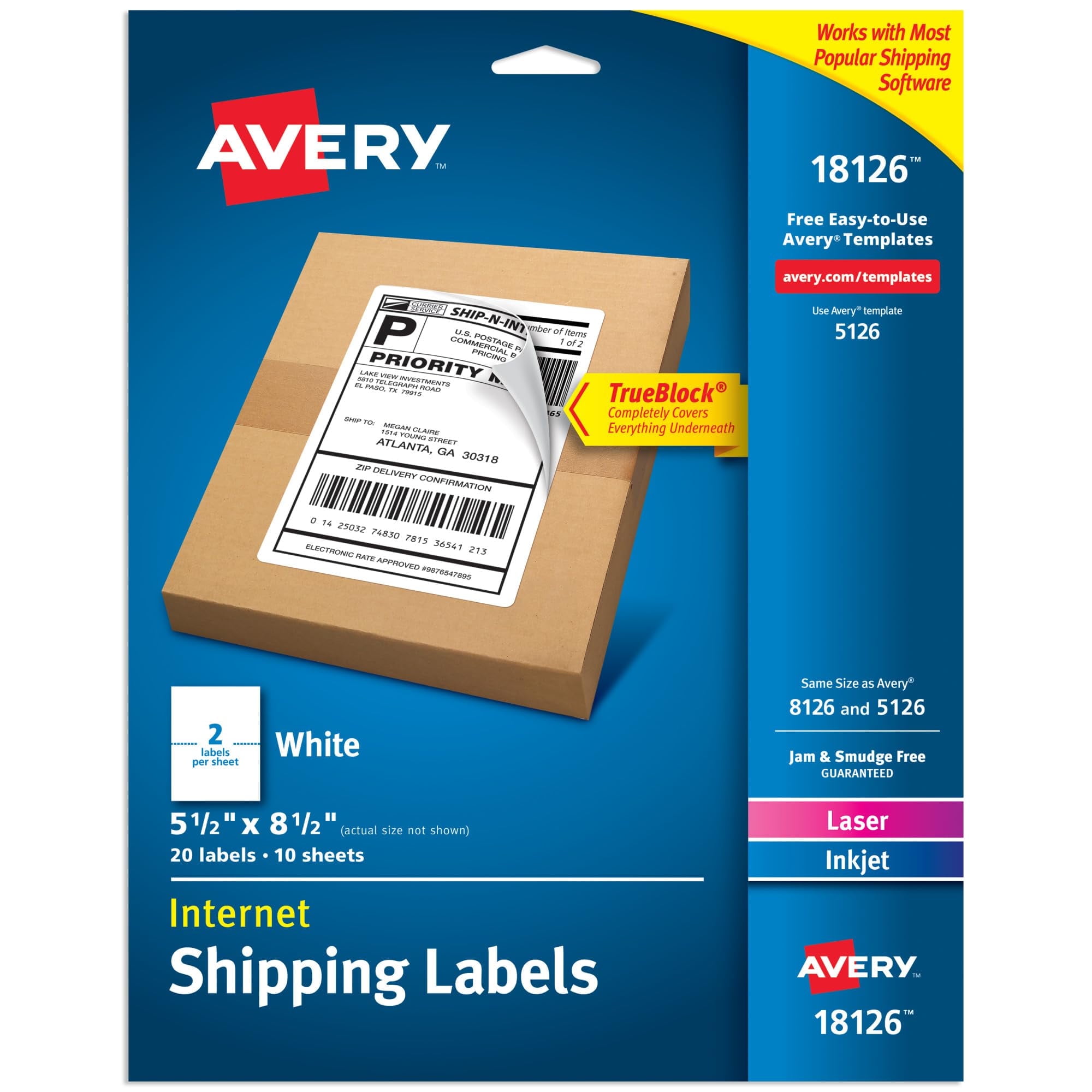 Half sheet shipping labels, 5.5 x 8.5 customizable stickers, 20 blank ...