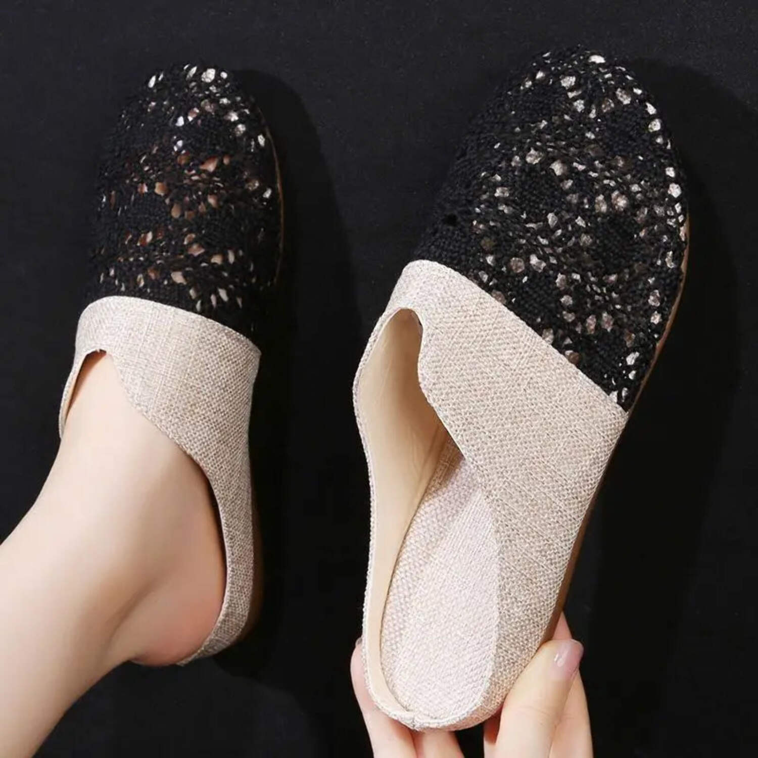 Half slippers for women to wear out new summer versatile woven ...