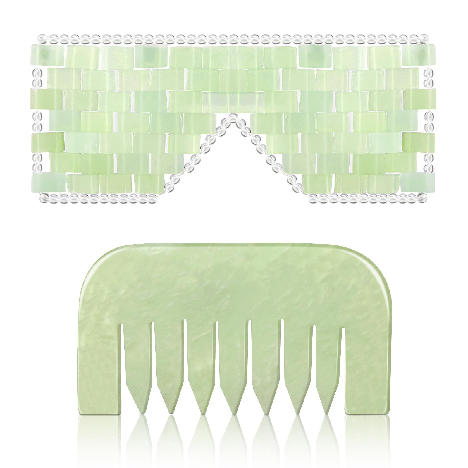 Halfchet Jade Eye Mask DHF10 and Jade Comb Set Includes Weighted Eye ...