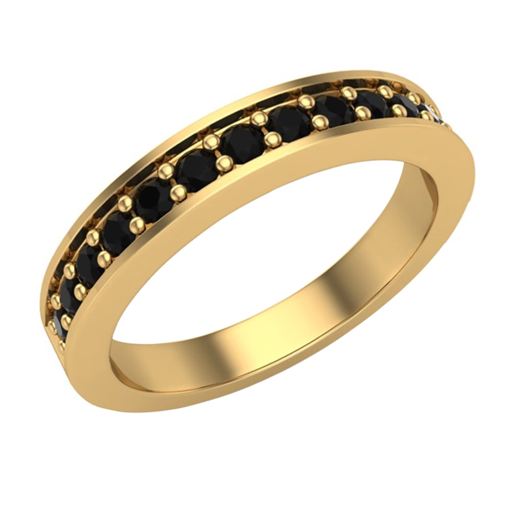 Halfway Semi-Eternity Black Diamond Wedding Ring / Band Comfort Fit 14K ...