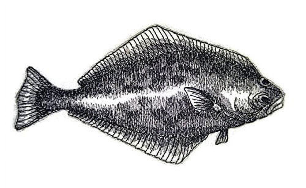 Halibut Fish Embroidered Iron On/Sew Patch [6" x 3.17"] - Walmart.com