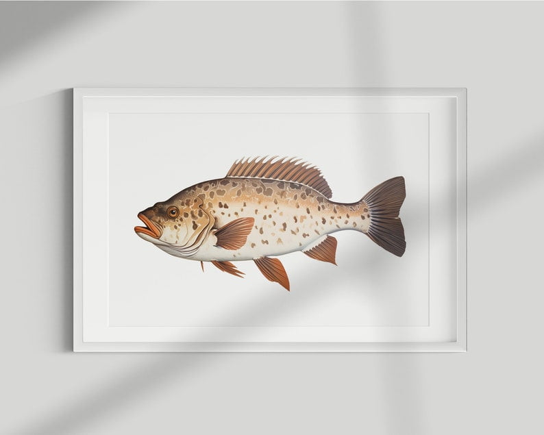 Halibut Print, Fish Print, Halibut, Wall Print, Fish Poster, Fish ...