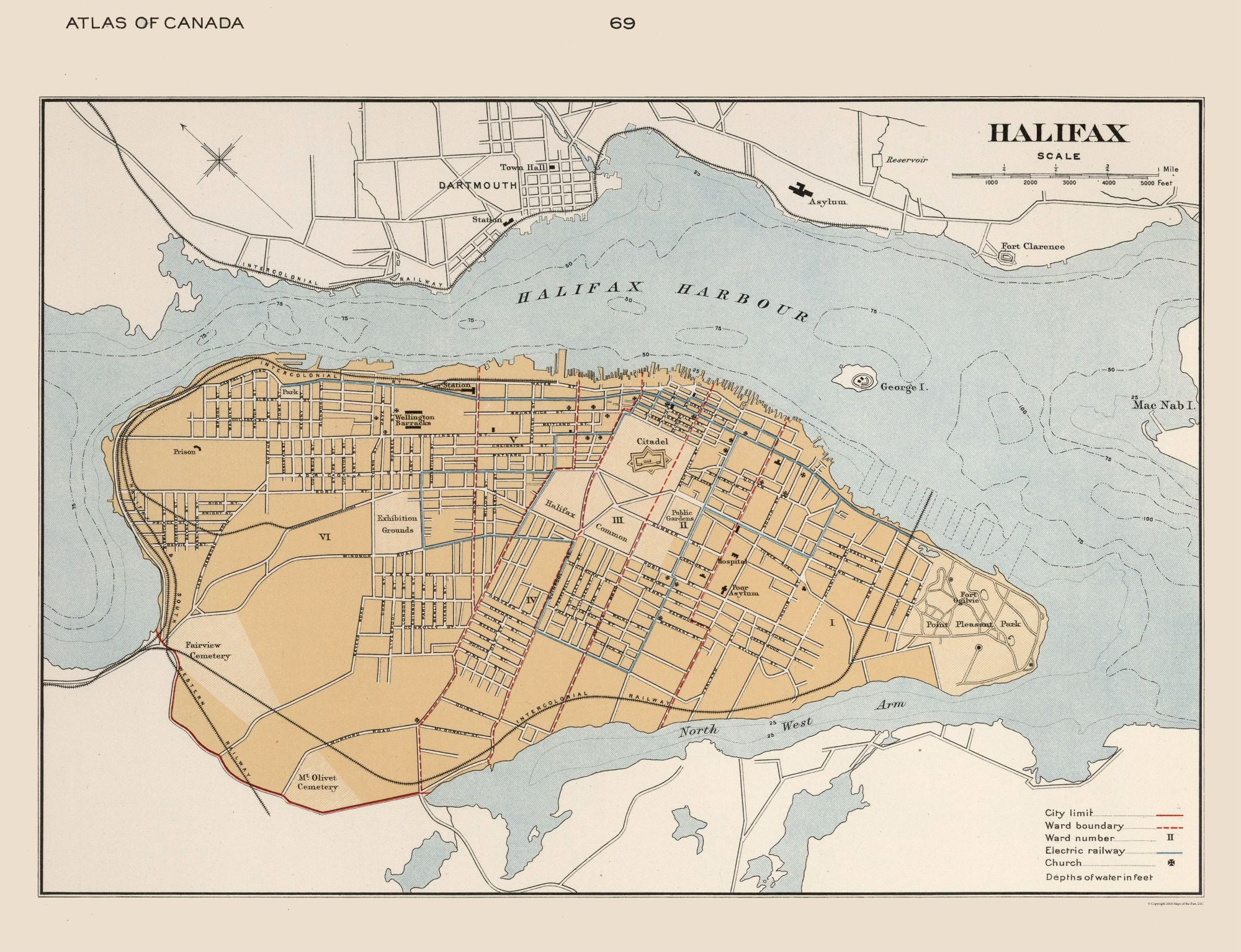 Historic Map - Halifax Canada - Chalifour 1915 - 29.98 x 23 - Vintage ...