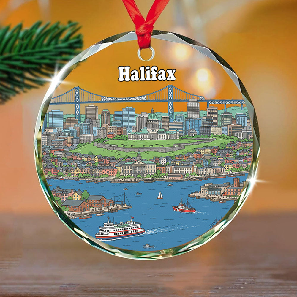 Halifax Skyline Glass Ornament Christmas, Canada Travel Souvenir ...