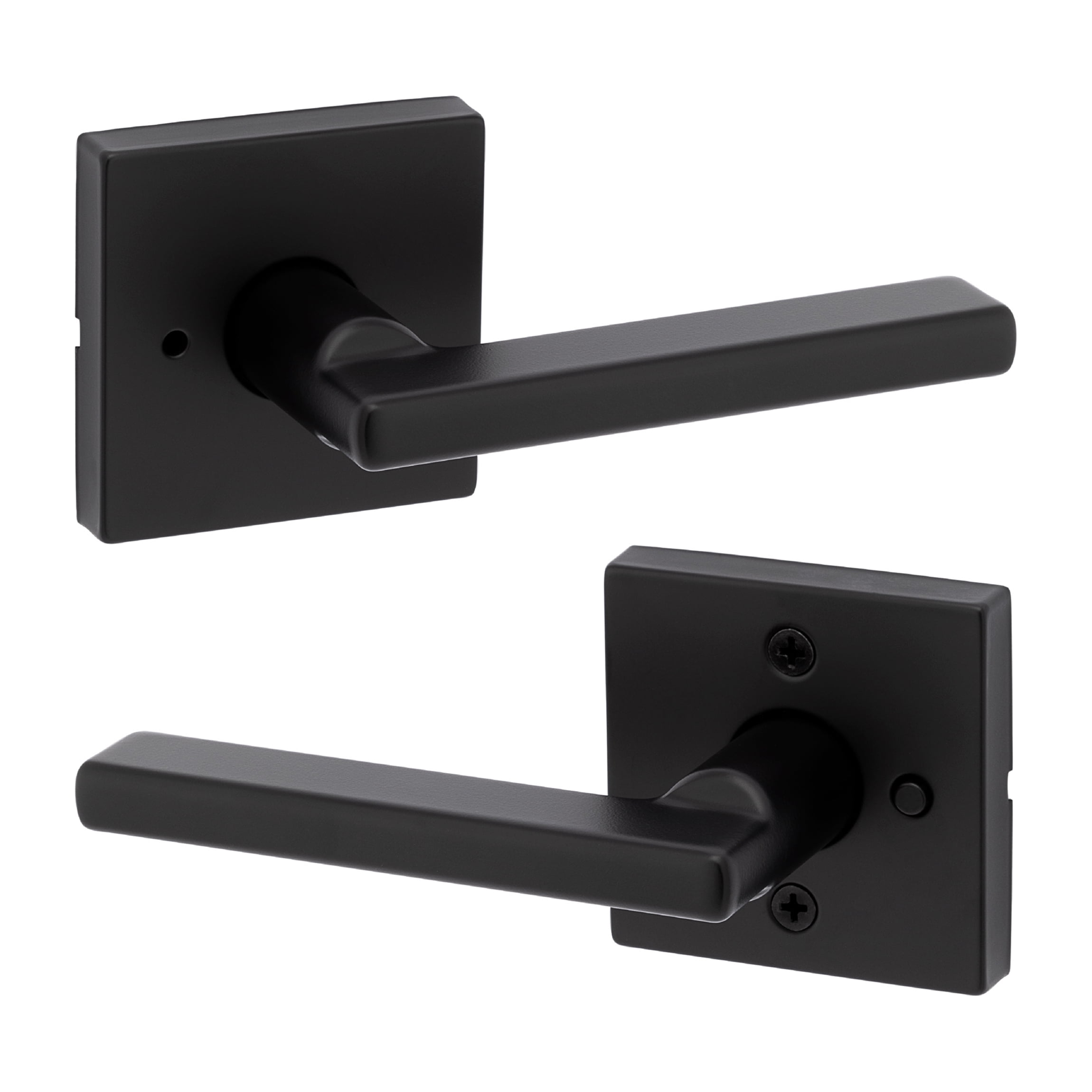 Kwikset Halifax Square Privacy Lever Doorknob Matte Black - Walmart.com
