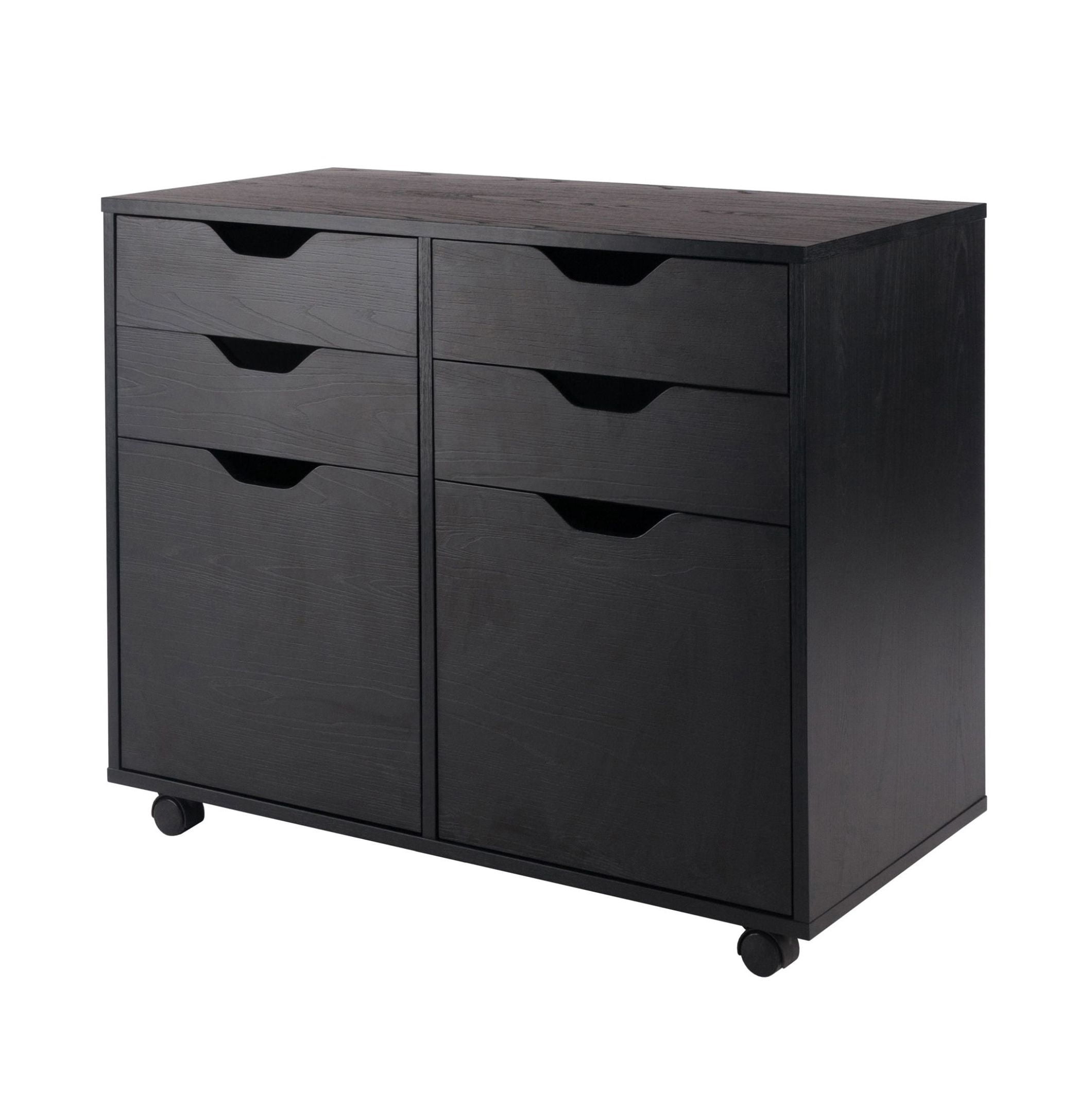 Halifax Storage Cabinet, 2-Door 4-Drawer, Mobile Organizer, Black ...
