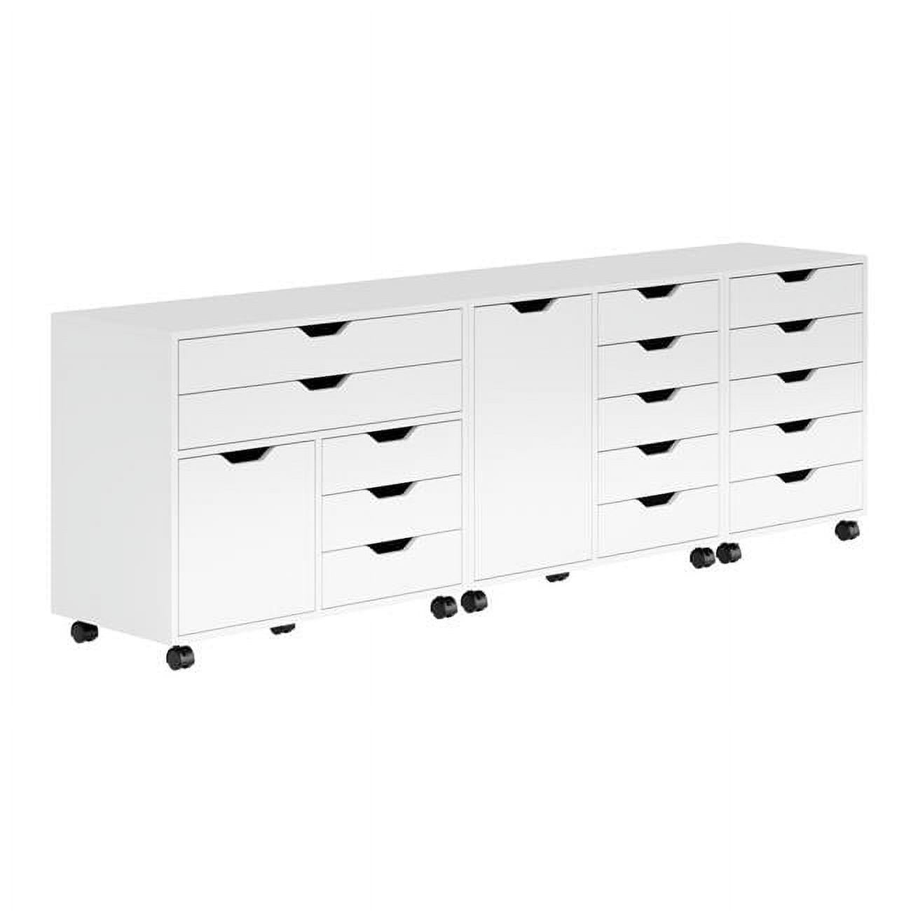 Juki Furniture Storage Cabinet with 14 Drawers, Composite Wood White, 3 ...