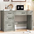 Halitaa Farmhouse 47" Executive Desk with 3 Drawers and Adjustable File ...