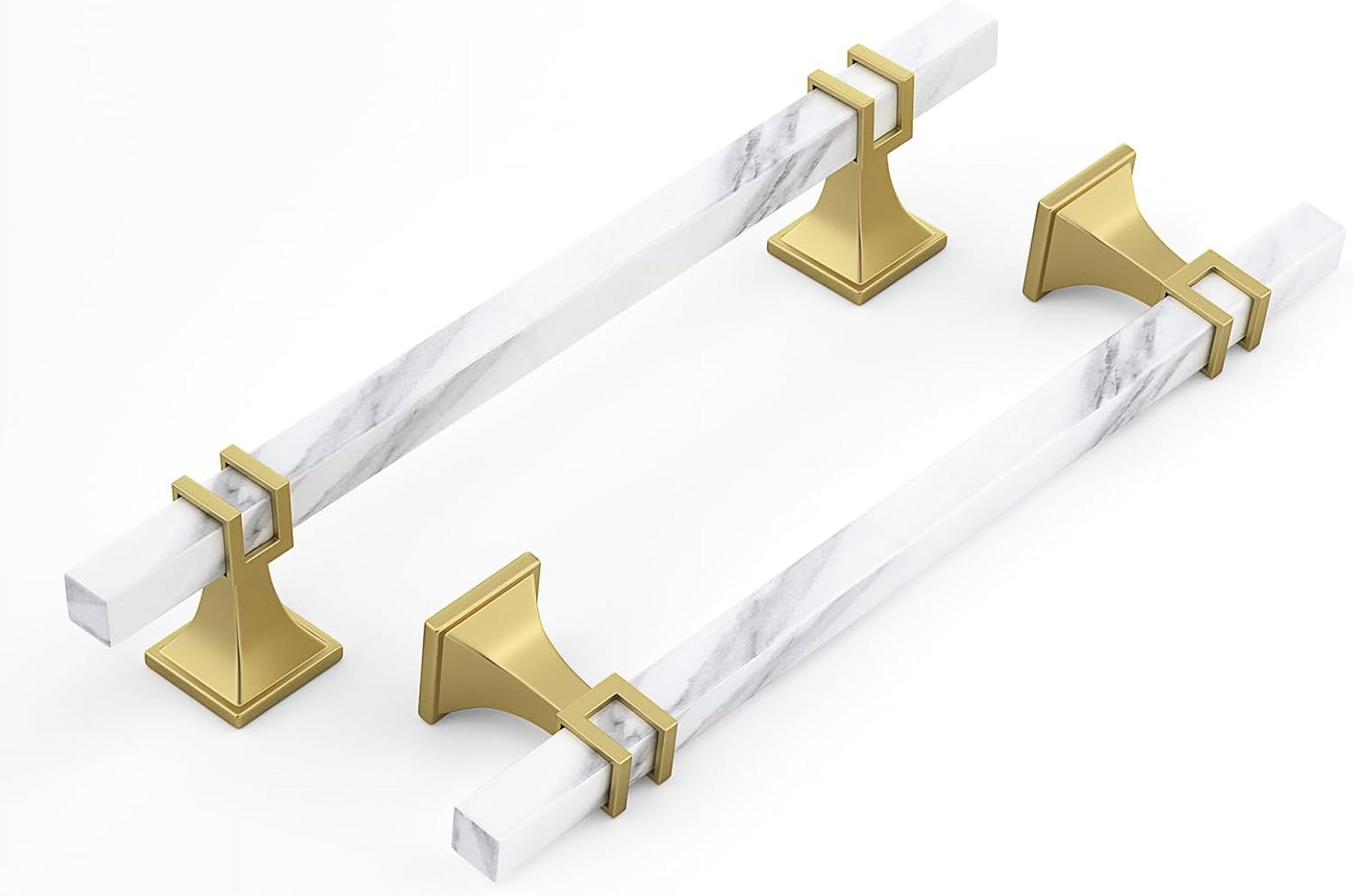Haliwu 40 Pack White Marble Grain Cabinet Pulls, 6-1/4 inch Gold ...