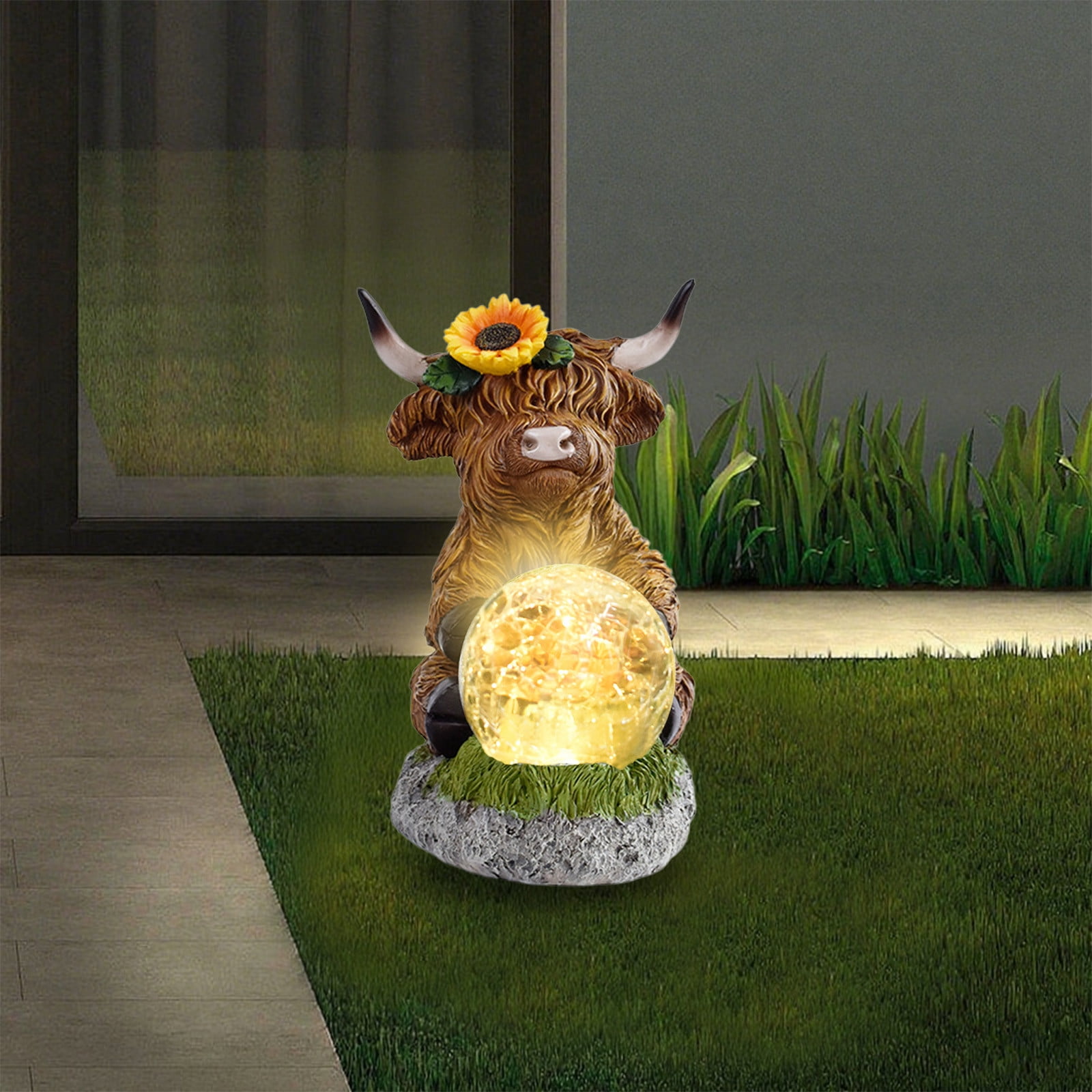 Haliyee ‌Solar Highland Cow Garden Statue – LED Yak Lantern Outdoor ...