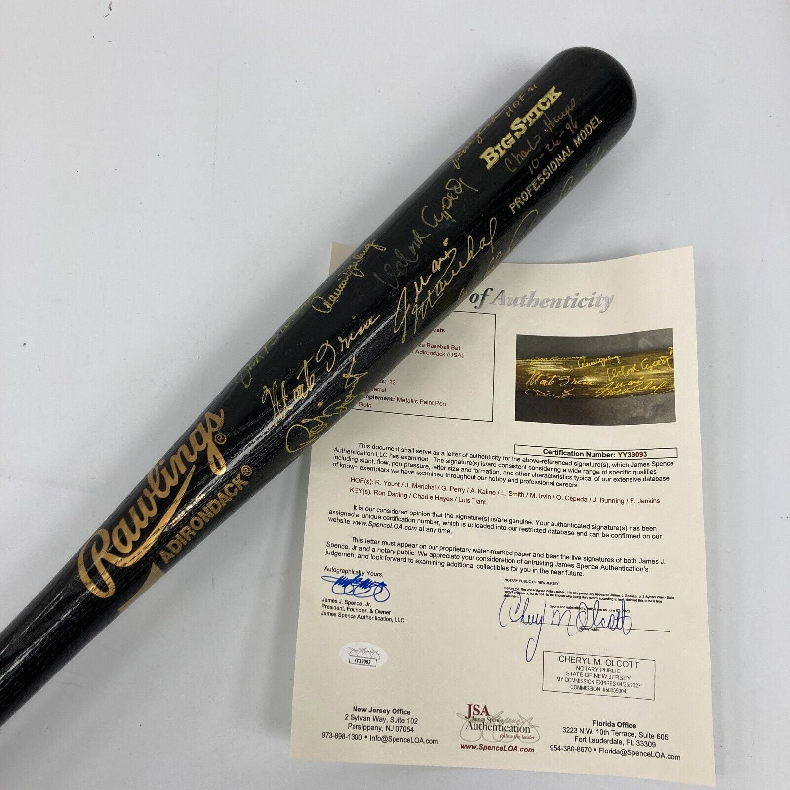 Hall Of Fame Legends Multi Signed Baseball Bat Robin Yount Al Kaline 13 ...