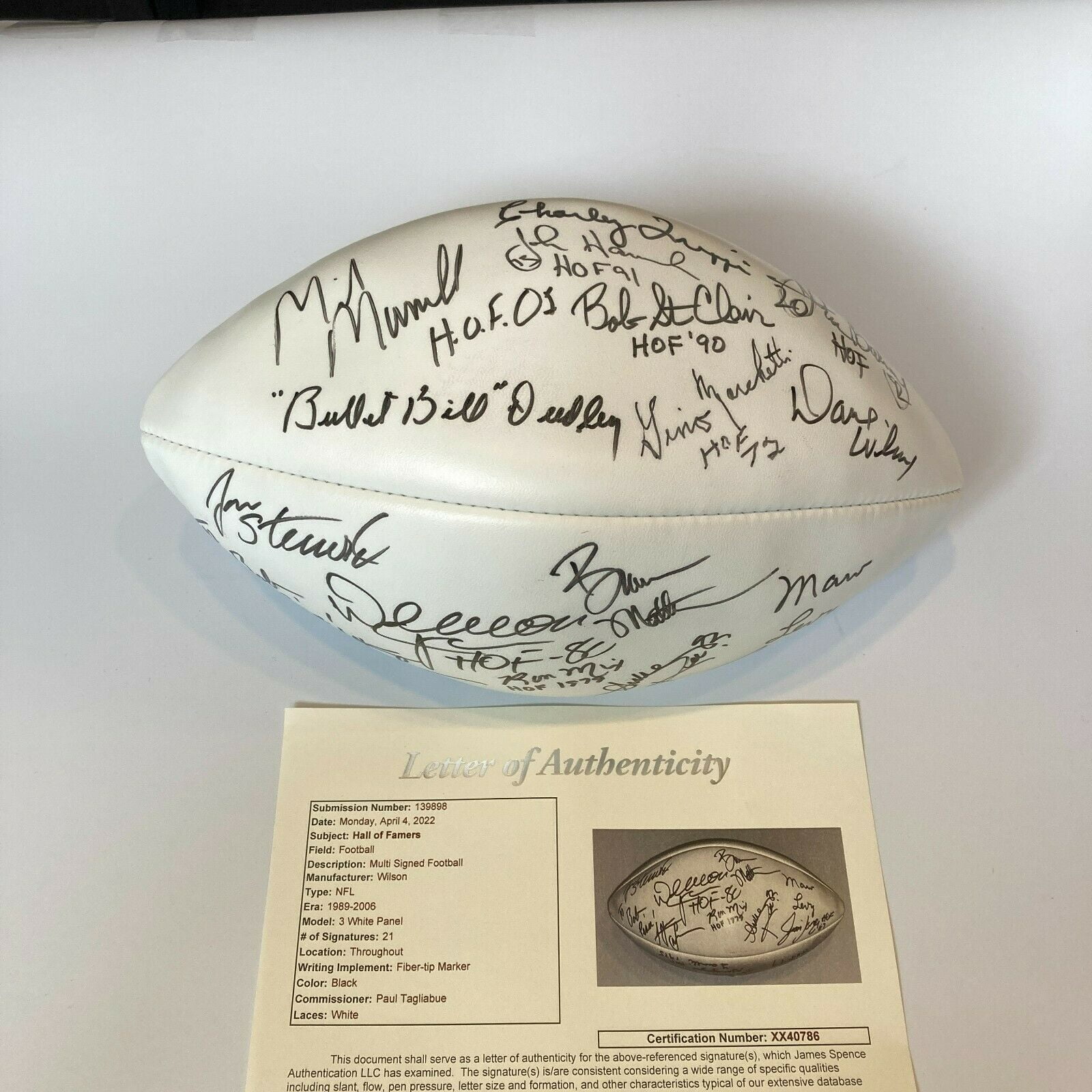 Hall Of Fame Legends Multi Signed Football With 21 Sigs JSA COA ...