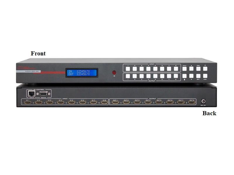 Hall Research HSM-88-4K 4K 8X8 HDMI Matrix Switch with IR, RS-232, and ...