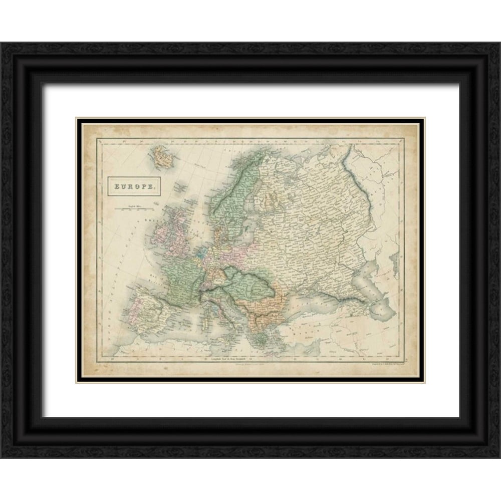 Hall, Sidney 14x12 Black Ornate Wood Framed with Double Matting Museum ...