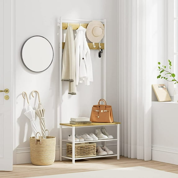 Hall Tree with Bench and Shoe Storage, 3-in-1 Coat Rack Shoe Bench ...