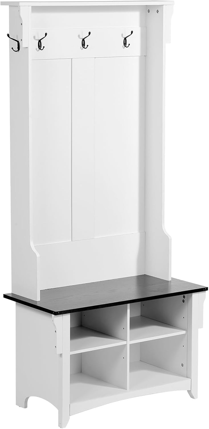 Hall Tree Entryway Bench LED Coat Rack with Shoe Storage 42" Wide ...