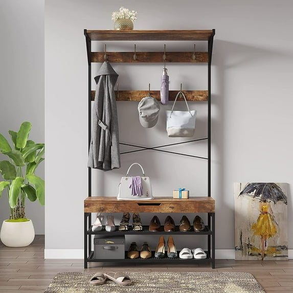 Hall Tree, Hall Tree With Bench And Shoe Storage, Entryway Furniture ...