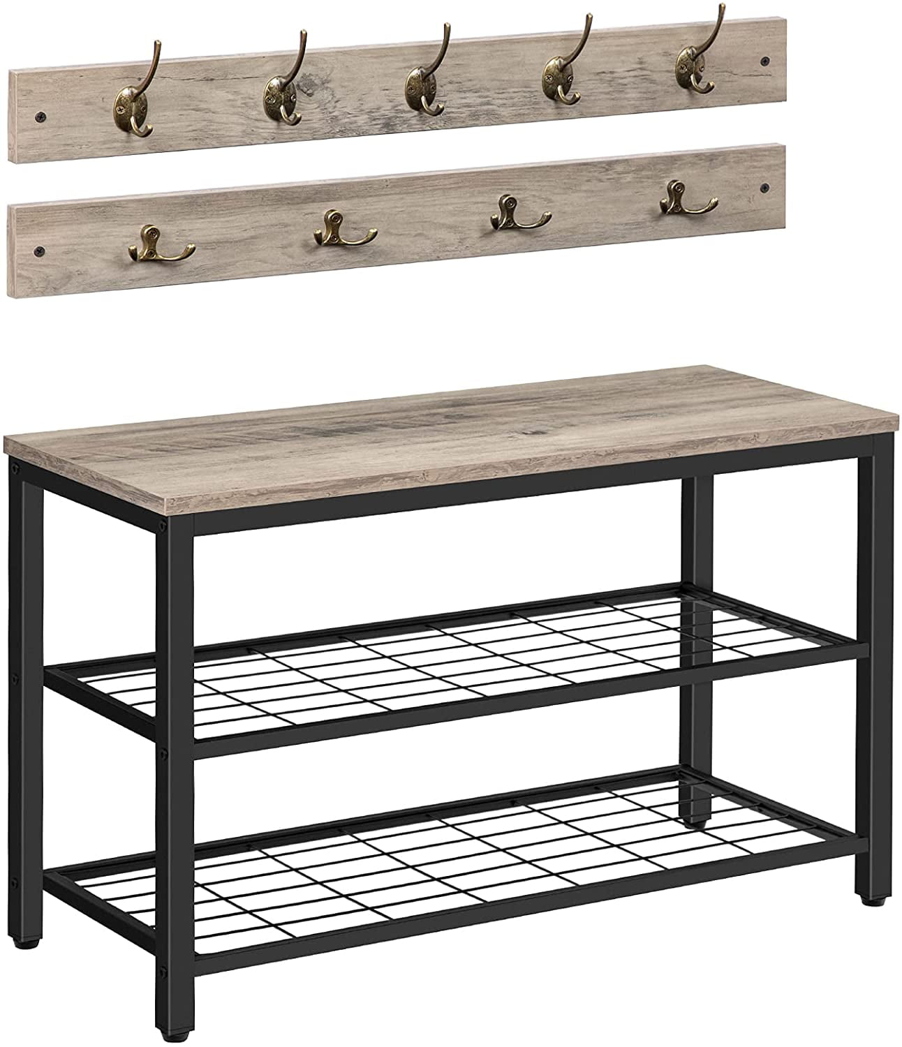 Hall Tree with Bench, Coat Rack Shoe Bench Set, Entryway Shoe Rack with ...