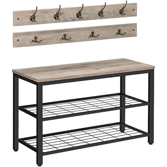 Hall Tree with Bench, Coat Rack Shoe Bench Set, Entryway Shoe Rack with ...