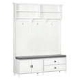 Hall Tree with Storage Bench, Entryway Coat Rack Organizer, White ...