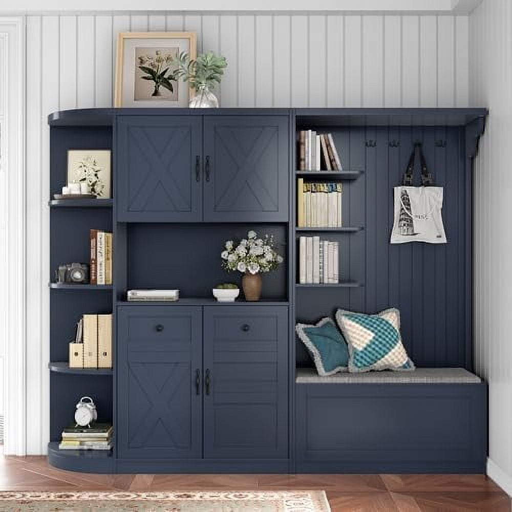 Hall Tree with Storage Cabinet, Hall Tree with 4 Hooks, Storage Cabinet ...