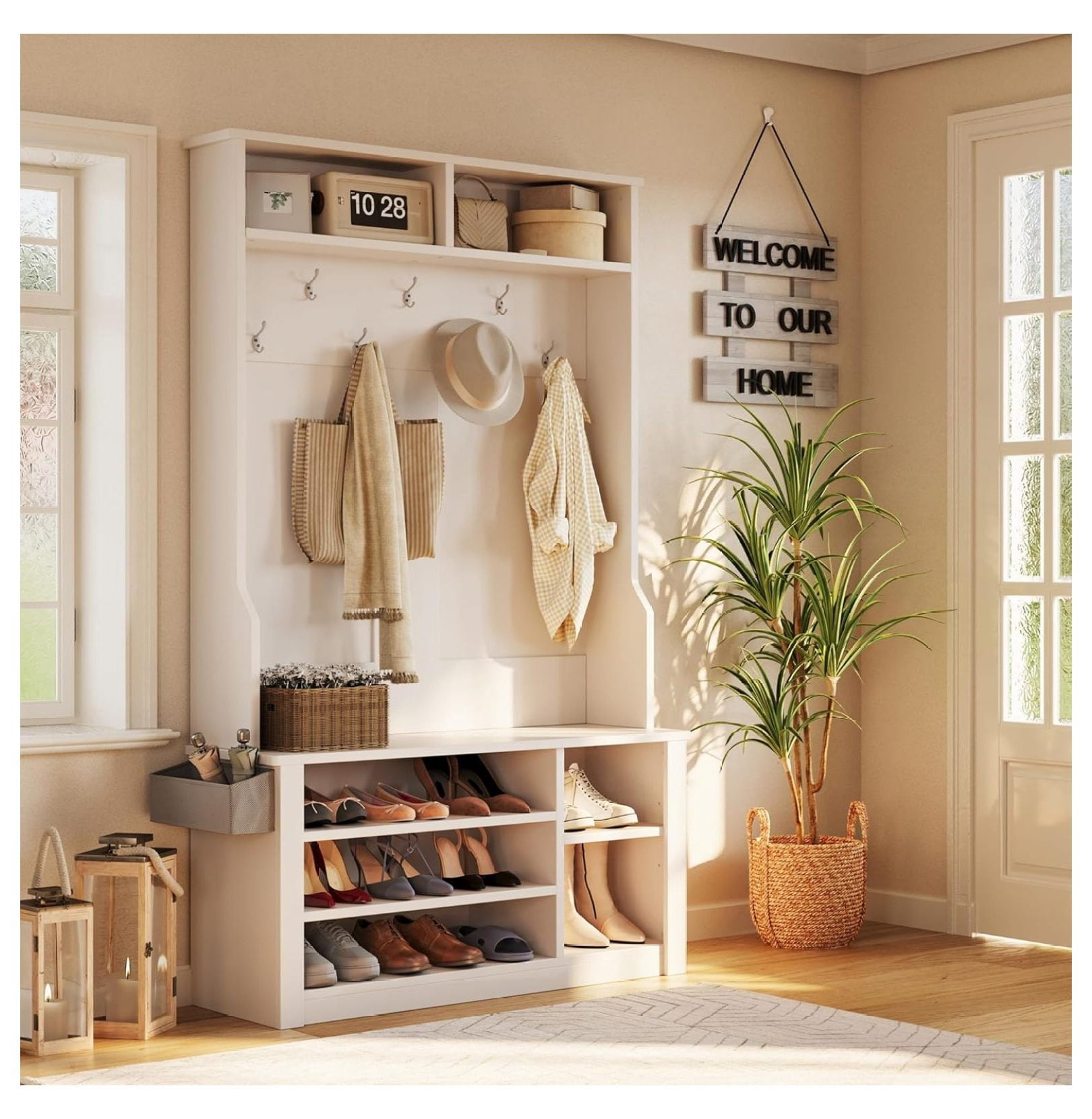 Hall Tree with and Shoe Storage, 3-in-1 Entryway Hall Tree, with ...