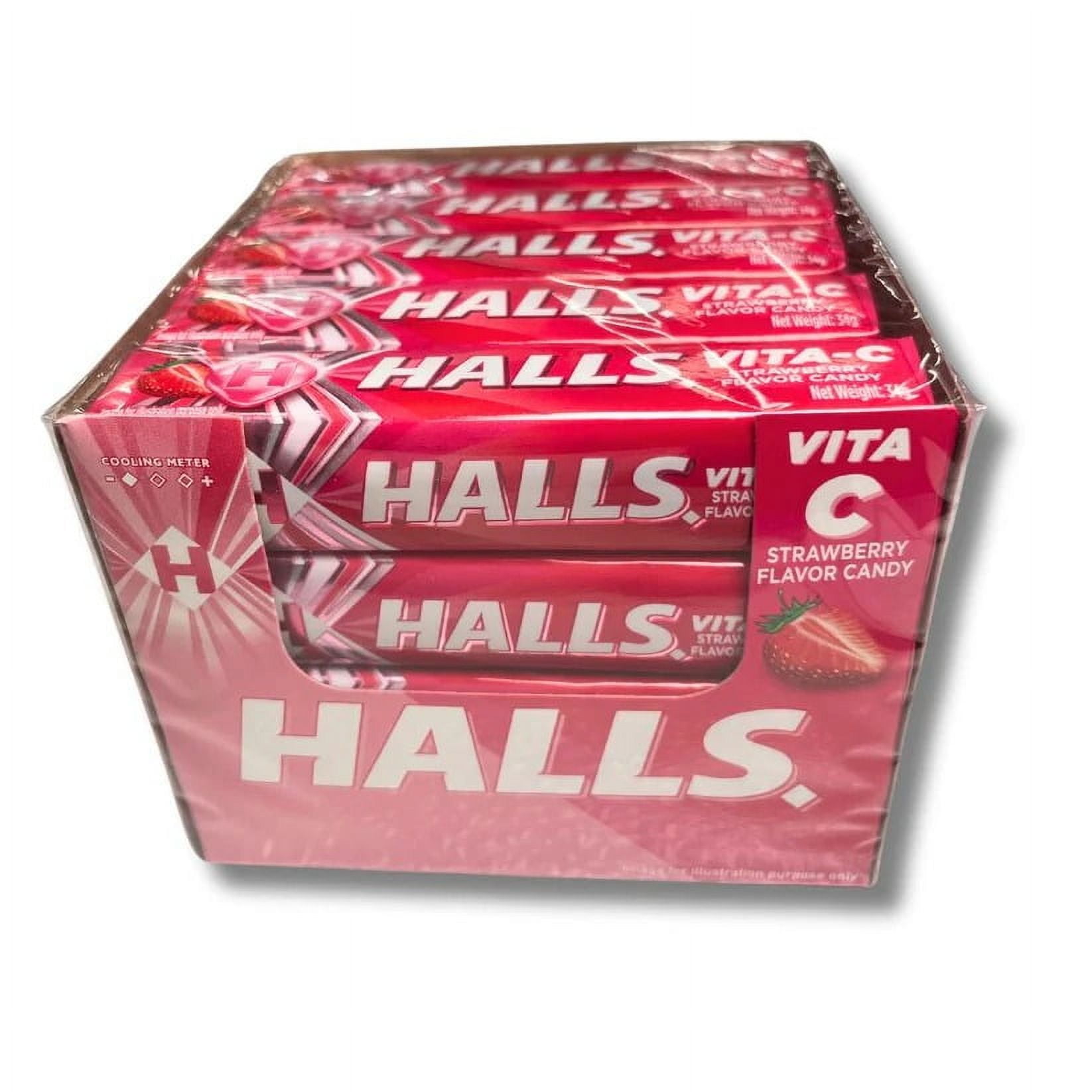 HALL Vita-C Candy, Juicy Strawberry Flavor, 20 Sticks, Tangy Vitamin C ...