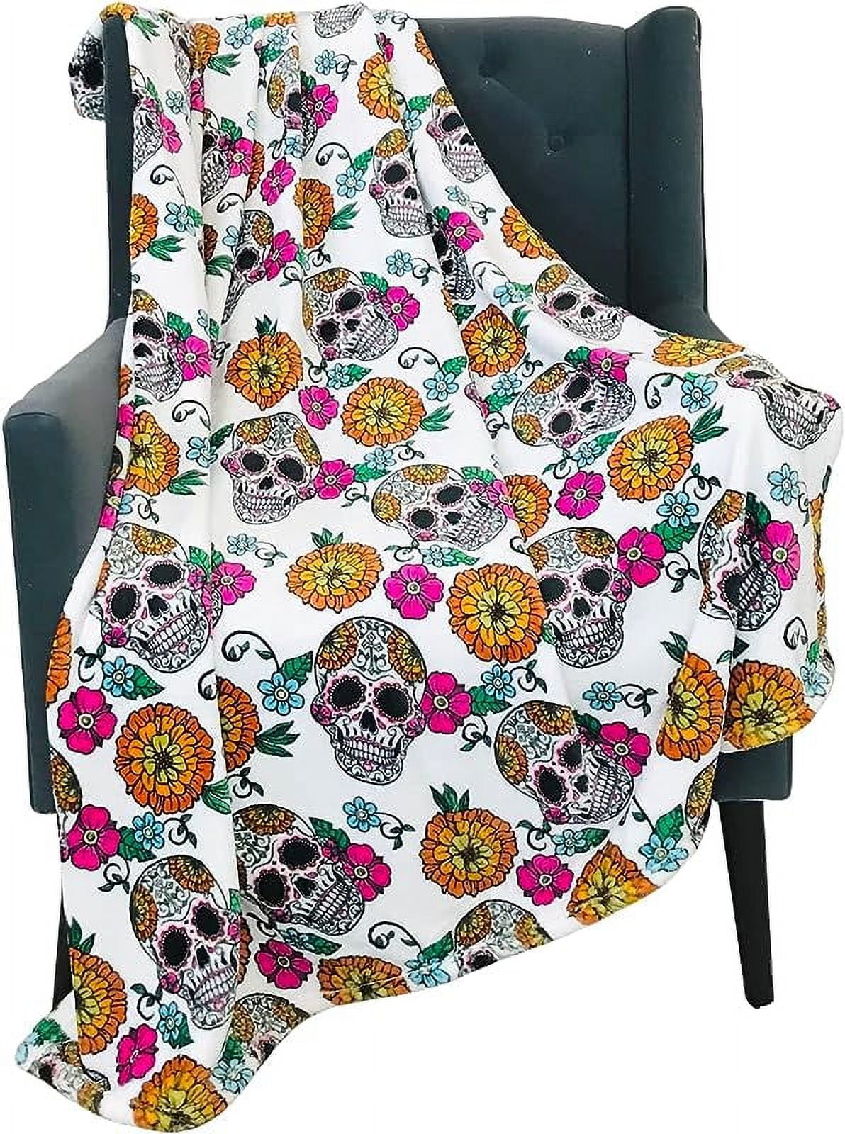 Hall-oween Skulls Throw Blanket: Day of The Dead Día de Los Muerto Soft ...