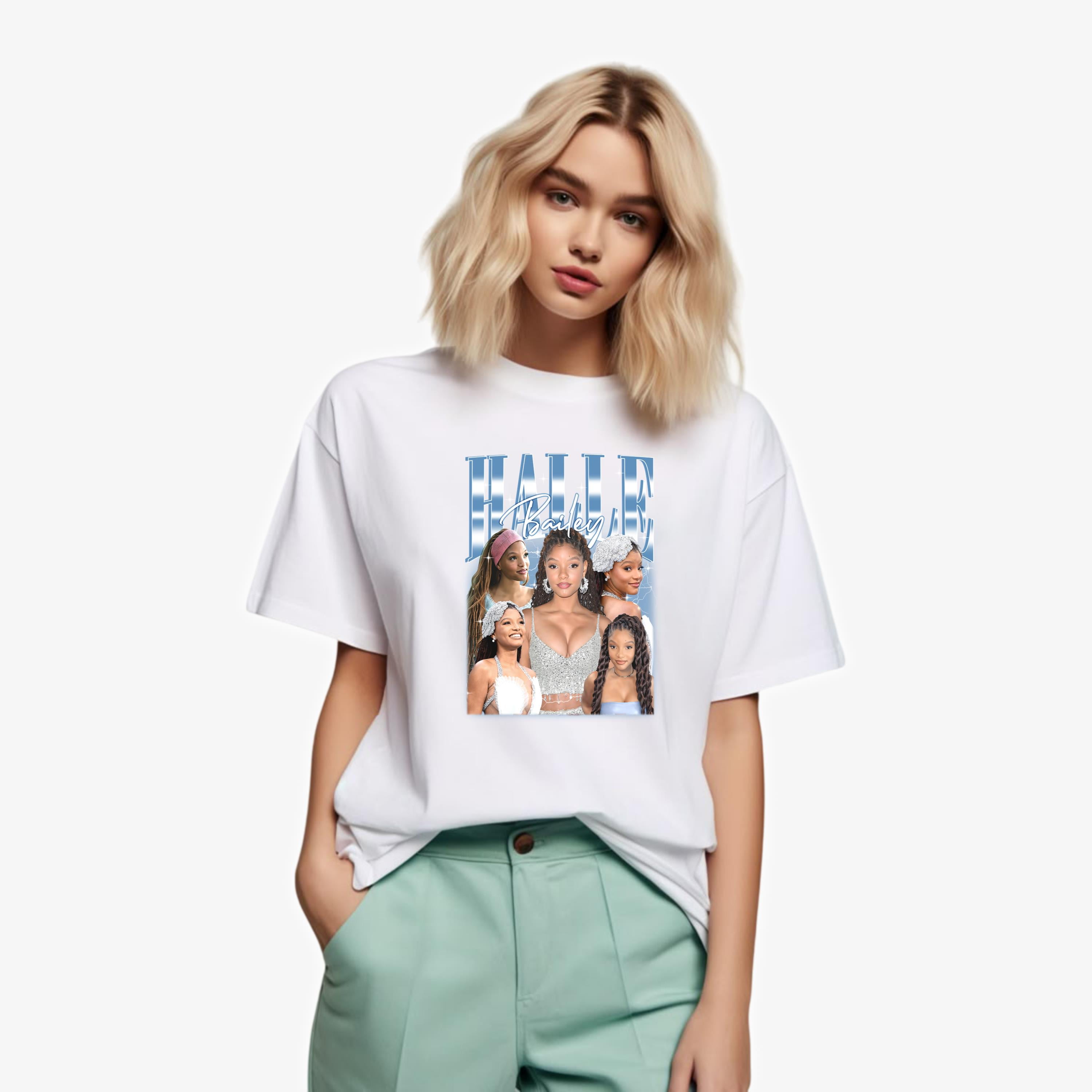 Halle Bailey Retro 90s Vintage Actress Fan Mermaid T-Shirt, for men ...