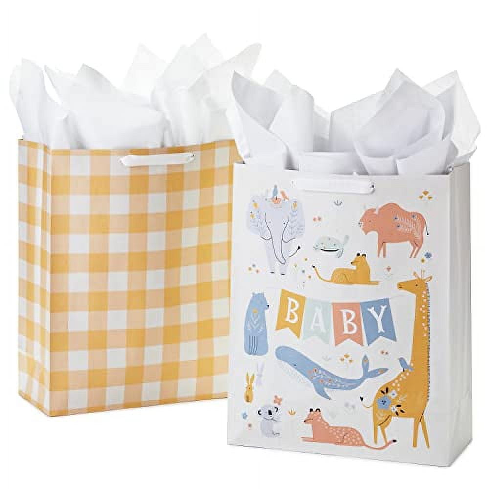 Hallmark 15" Extra Large Gift Bags with Tissue Paper (2 Bags: Baby ...