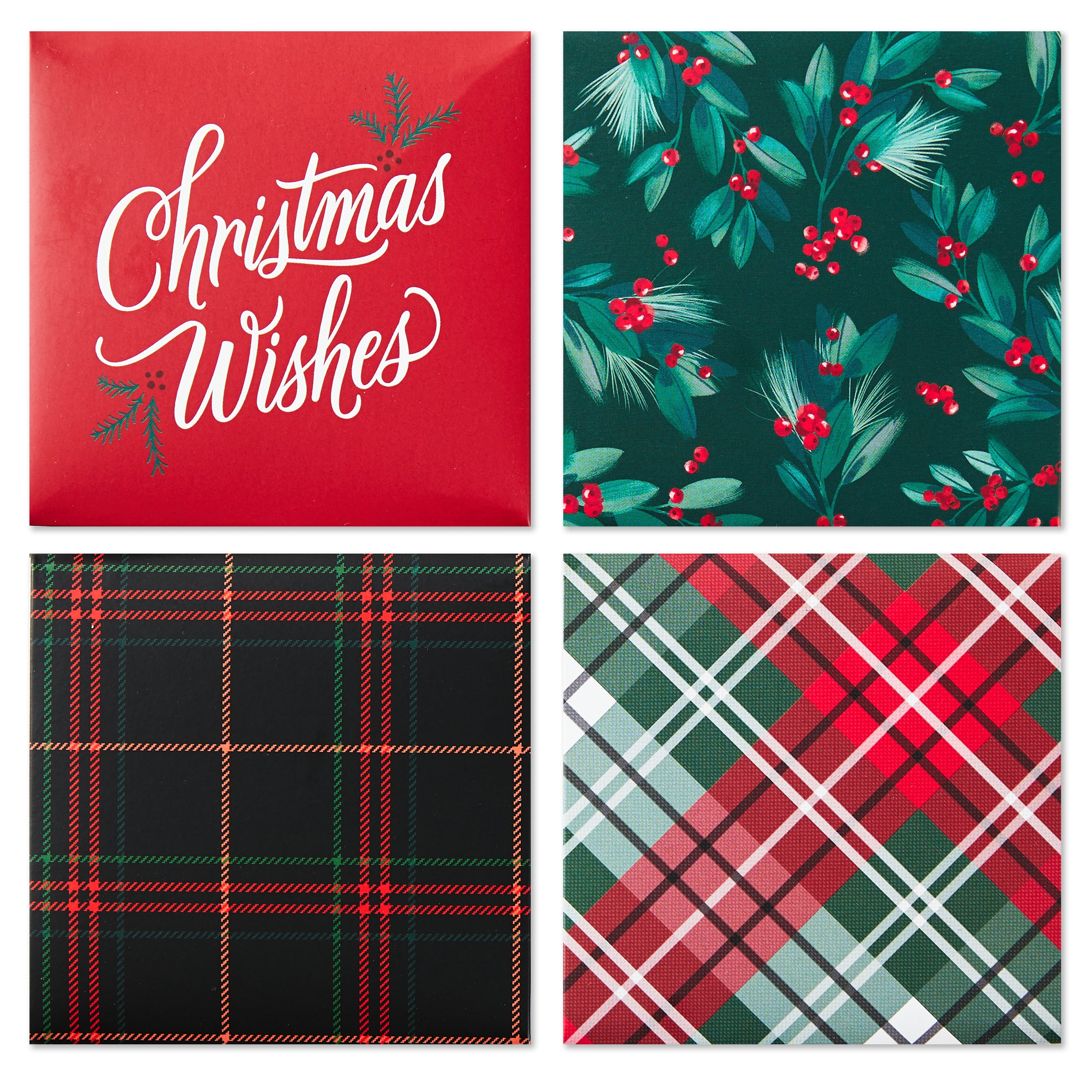 Hallmark 4" Gift Card Holders (Red and Green Plaid, Holly, "Christmas ...