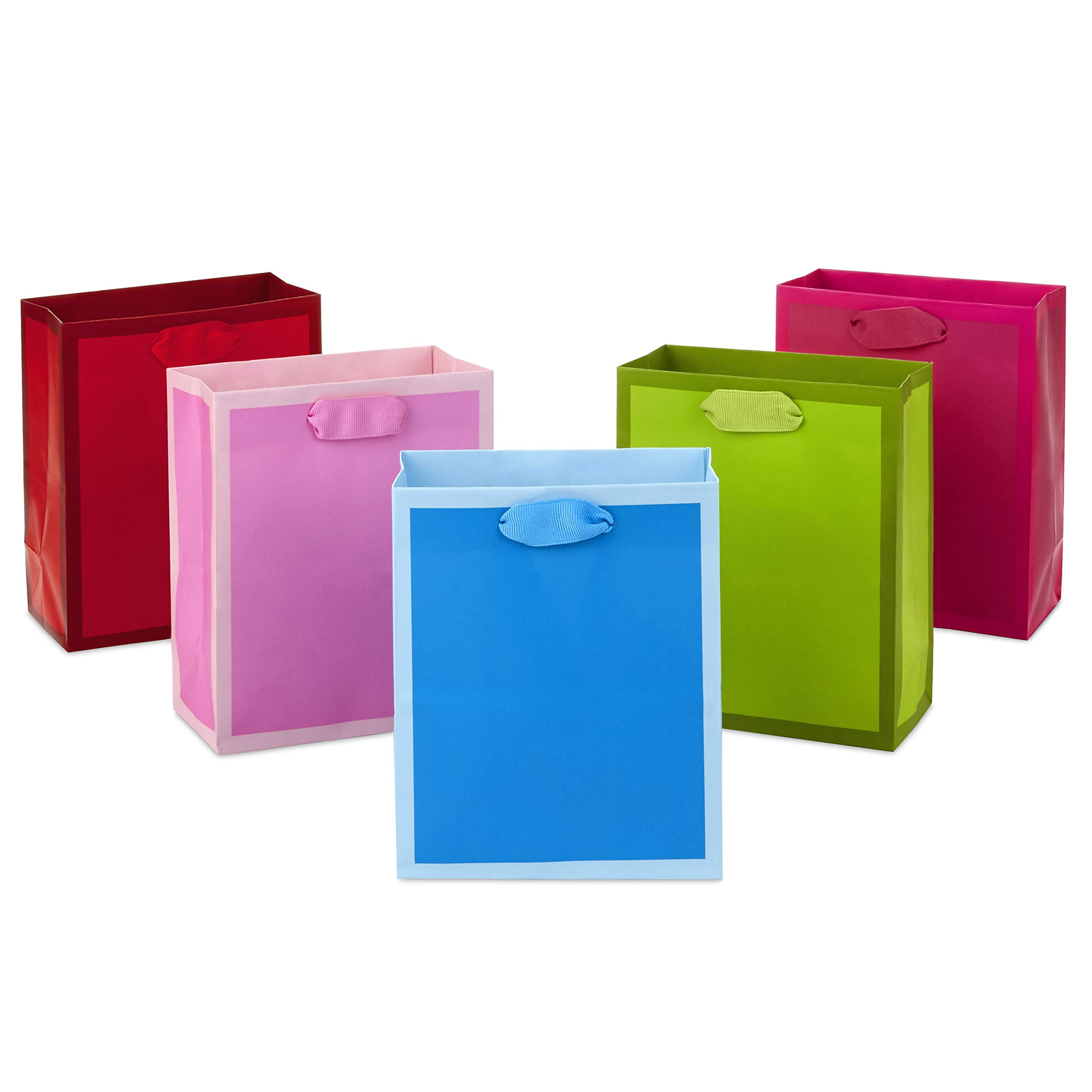 Hallmark 6" Small Solid Color Gift Bags - Pack of 5 in Red, Green, Blue ...